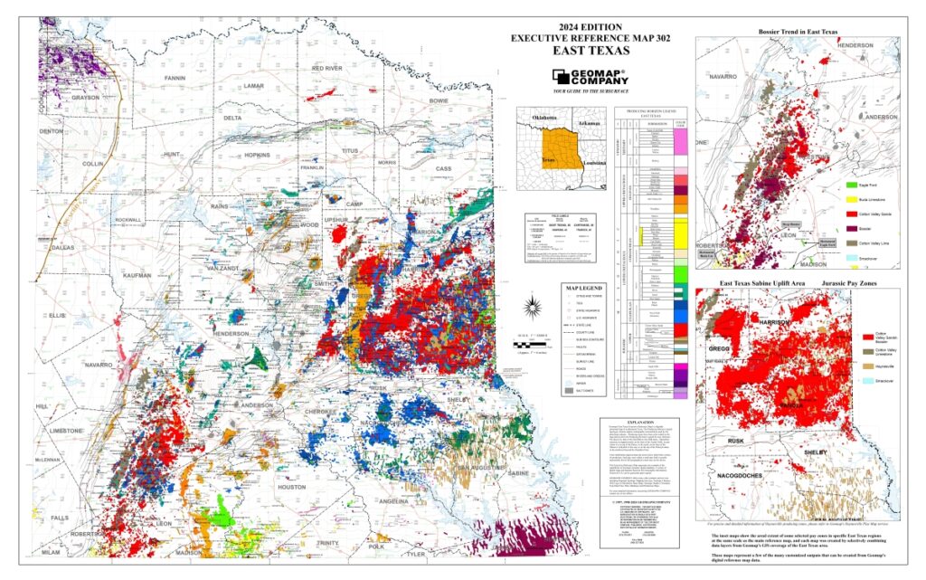302 - Executive Reference Map - East Texas - Geomap Company