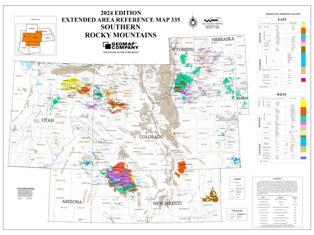 335 – Executive Reference Map – Southern Rocky Mountain - Geomap Company