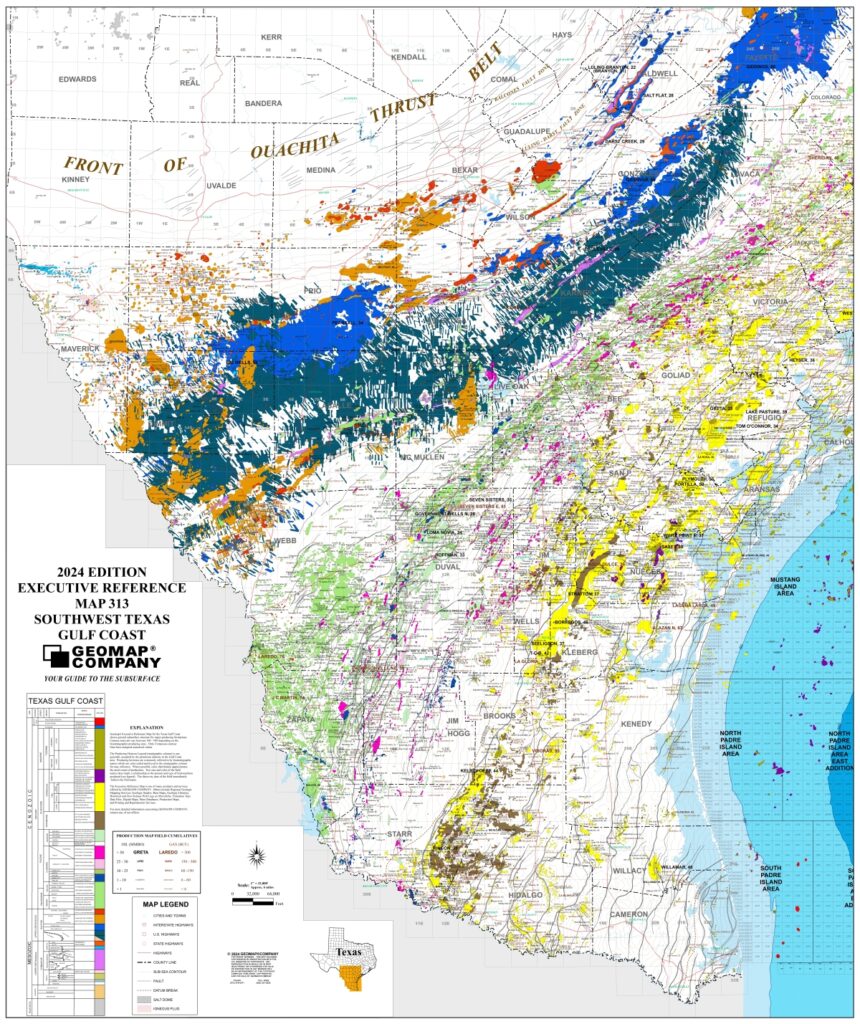 313 – Executive Reference Map – Southwest Texas Gulf Coast - Geomap Company