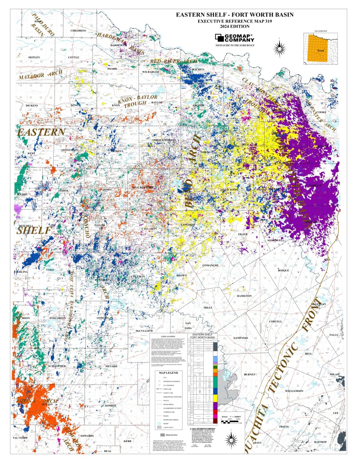 319 – Executive Reference Map – Central Texas - Geomap Company