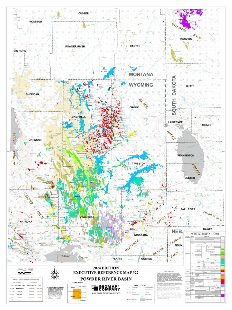 322 – Executive Reference Map – Powder River Basin - Geomap Company