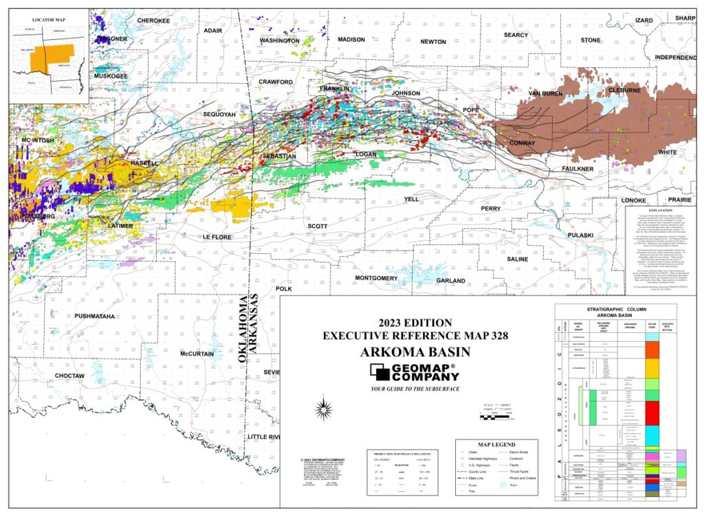 328 – Executive Reference Map – Arkoma Basin - Geomap Company