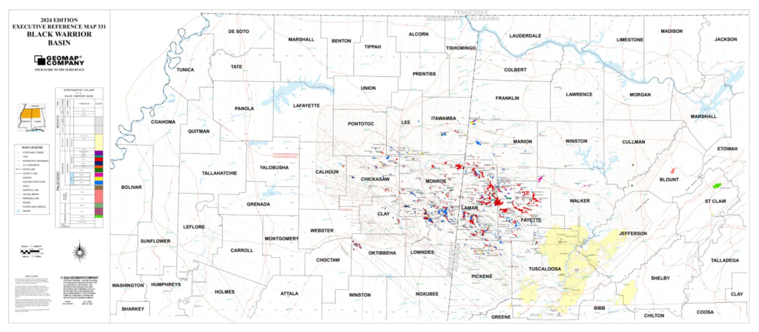 331 – Executive Reference Map – Black Warrior Basin - Geomap Company