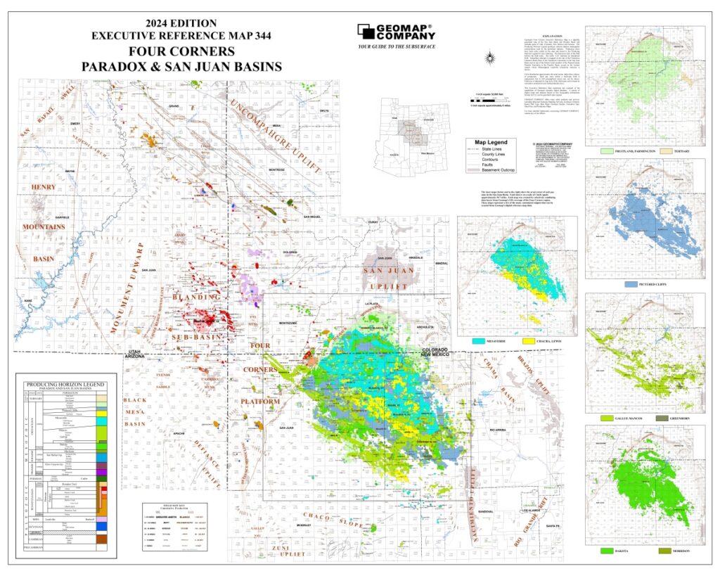 344 – Executive Reference Map – Four Corners, Paradox & San Juan Basins ...