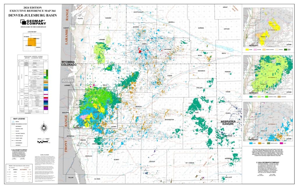 364 – Executive Reference Map – Denver – Julesburg Basin - Geomap Company